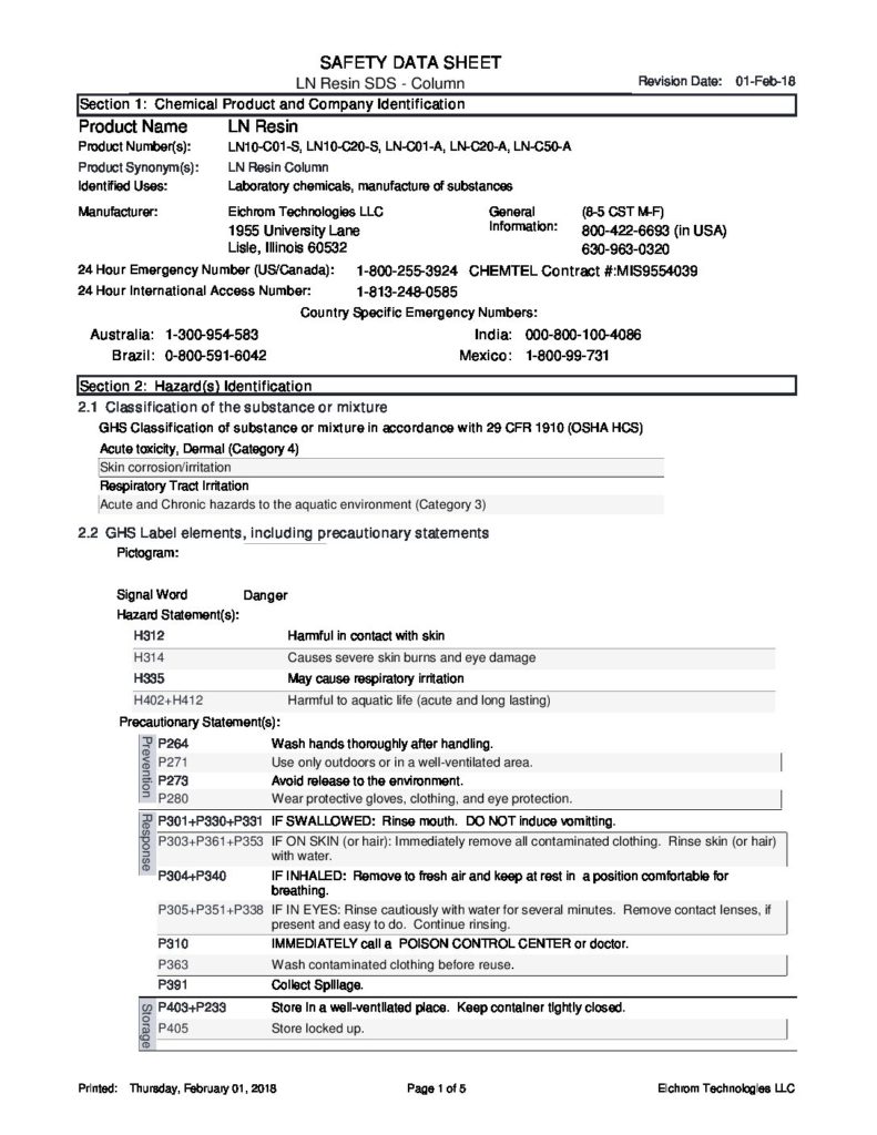 LN Resin-Column - Eichrom Technologies Inc